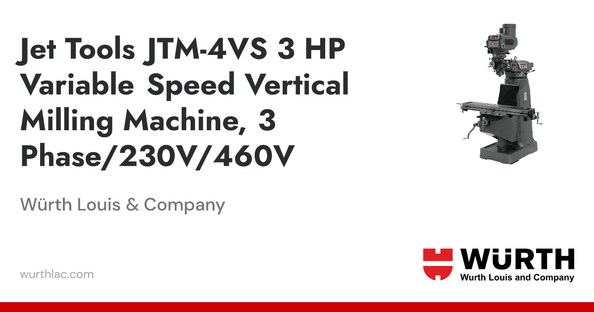 Jet Tools JTM-4VS 3 HP Variable Speed Vertical Milling Machine, 3 Phase ...