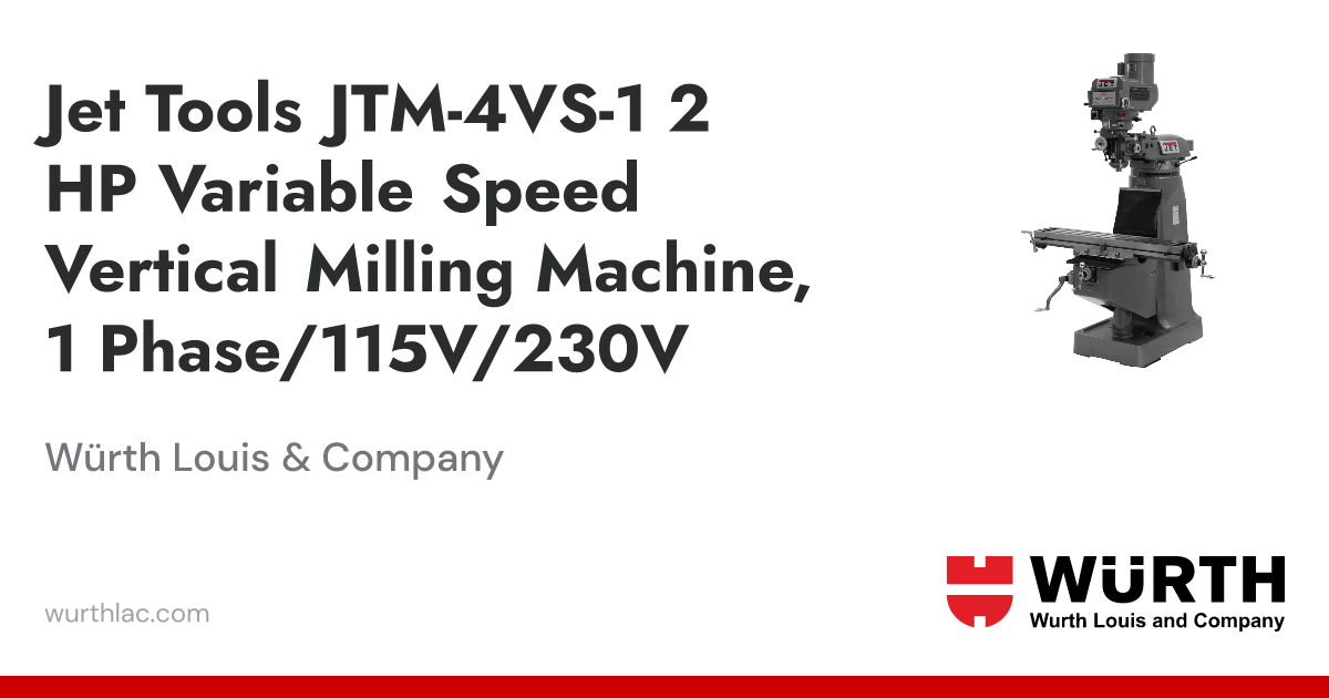 Jet Tools JTM-4VS-1 2 HP Variable Speed Vertical Milling Machine, 1 ...