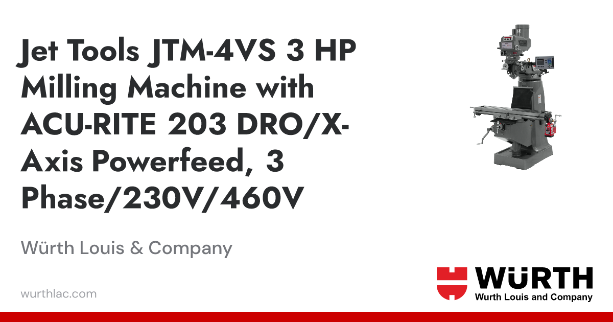 Jet Tools JTM-4VS 3 HP Milling Machine with ACU-RITE 203 DRO/X-Axis ...
