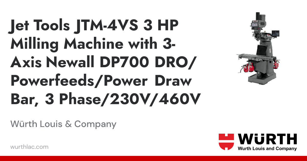 Jet Tools JTM-4VS 3 HP Milling Machine with 3-Axis Newall DP700 DRO ...