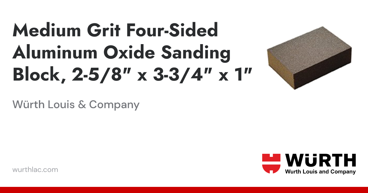 Medium Grit Four-Sided Aluminum Oxide Sanding Block, 2-5/8" x 3-3/4" x ...