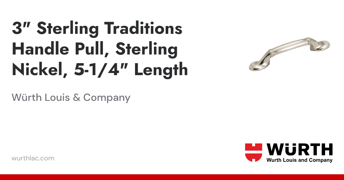 3" Sterling Traditions Handle Pull, Sterling Nickel, 5-1/4" Length ...