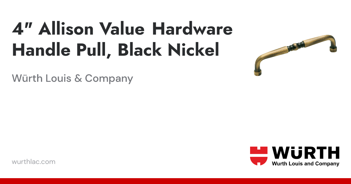 4" Allison Value Hardware Handle Pull, Black Nickel | Würth Louis & Company