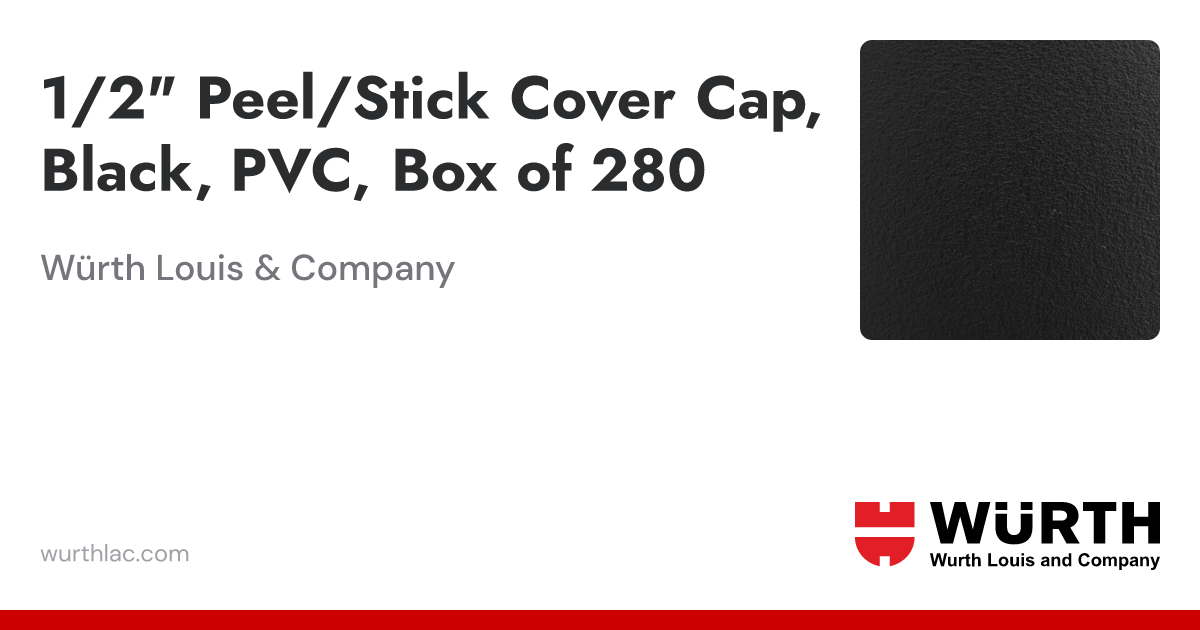 1/2" Peel/Stick Cover Cap, Black, PVC, Box of 280 | Würth Louis & Company