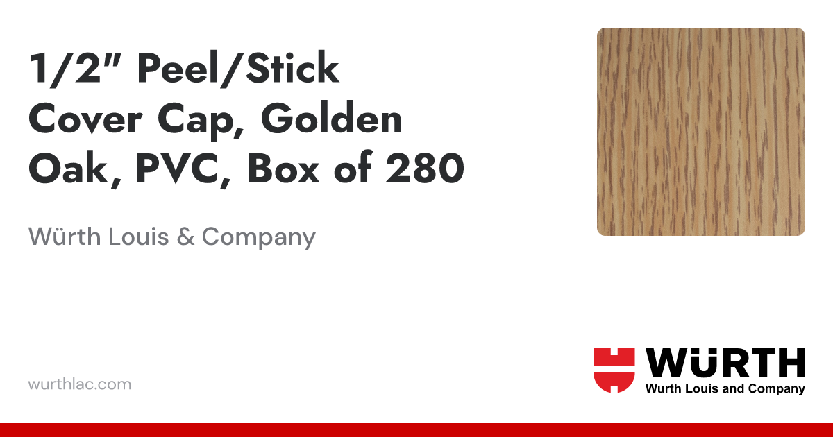 1/2" Peel/Stick Cover Cap, Golden Oak, PVC, Box of 280 | Würth Louis ...
