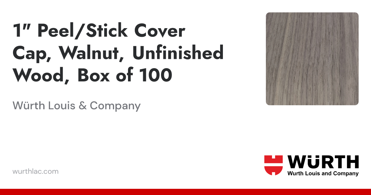 1" Peel/Stick Cover Cap, Walnut, Unfinished Wood, Box of 100 | Würth ...