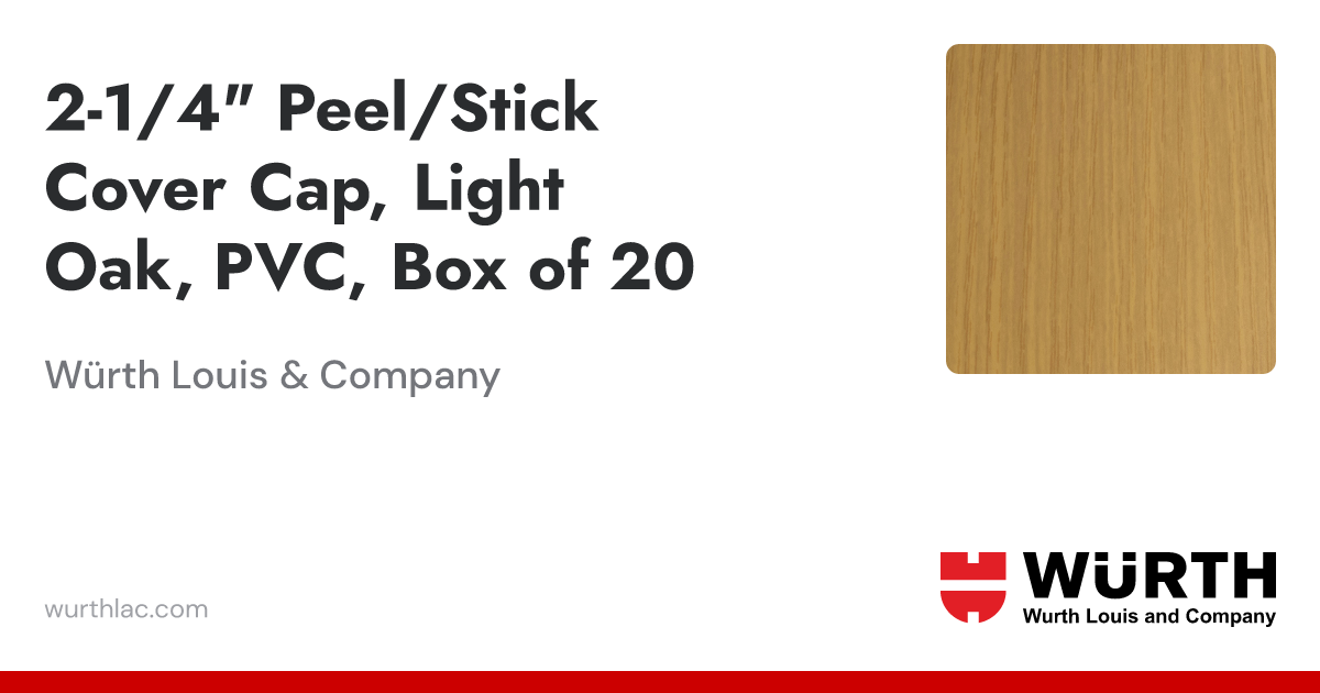 2-1/4" Peel/Stick Cover Cap, Light Oak, PVC, Box of 20 | Würth Louis ...