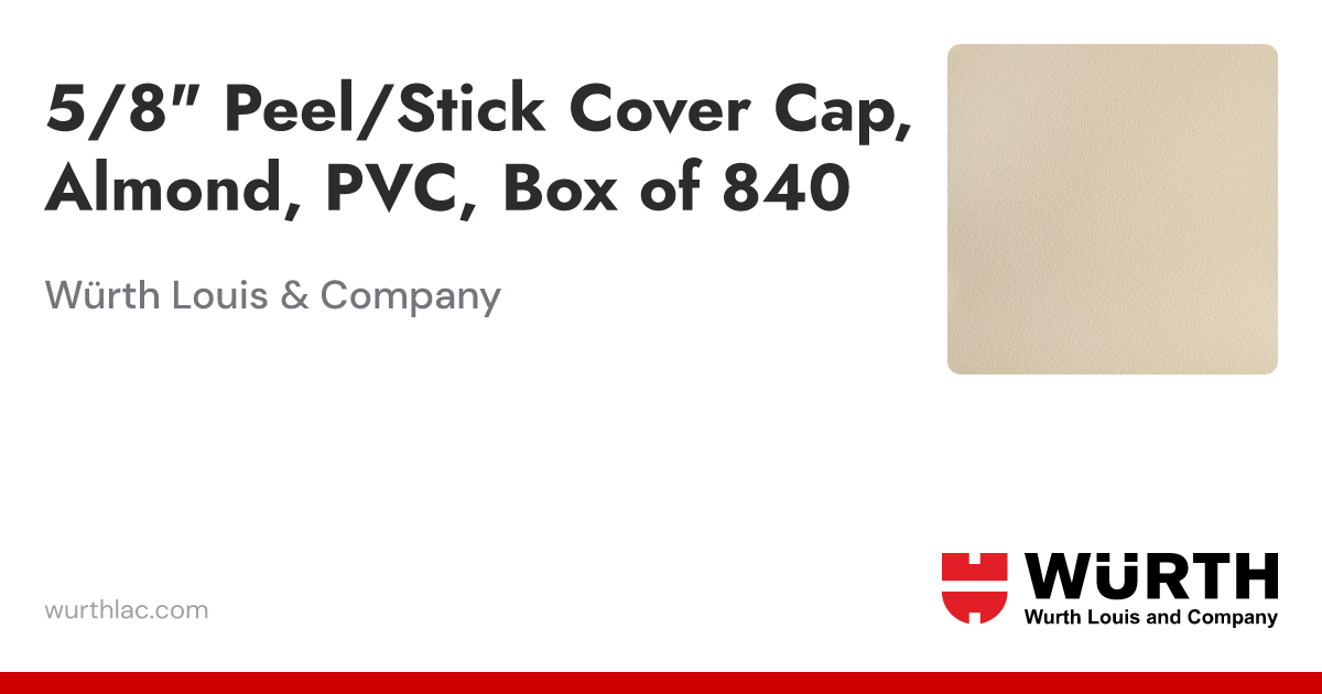5/8" Peel/Stick Cover Cap, Almond, PVC, Box of 840 | Würth Louis & Company