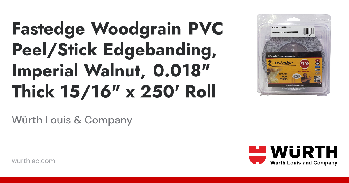 Fastedge Woodgrain PVC Peel/Stick Edgebanding, Imperial Walnut, 0.018 ...