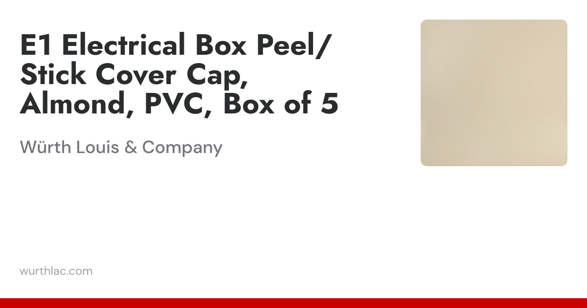 E1 Electrical Box Peel/Stick Cover Cap, Almond, PVC, Box of 5 | Würth ...