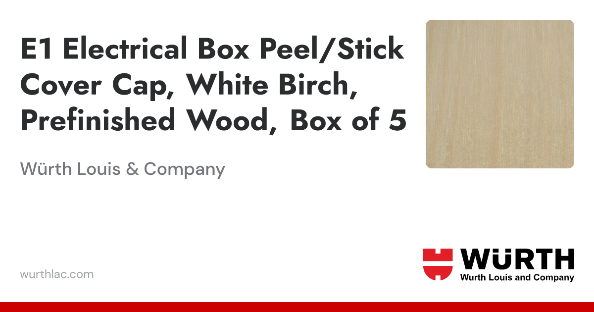 E1 Electrical Box Peel/Stick Cover Cap, White Birch, Prefinished Wood ...