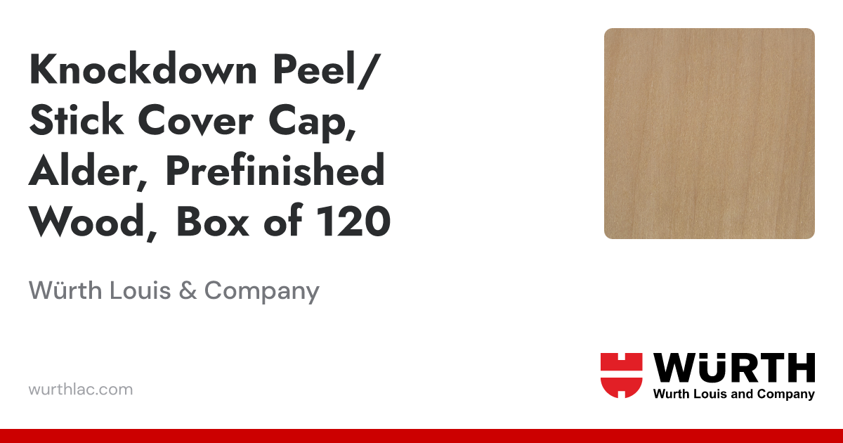 Knockdown Peel/Stick Cover Cap, Alder, Prefinished Wood, Box of 120 ...
