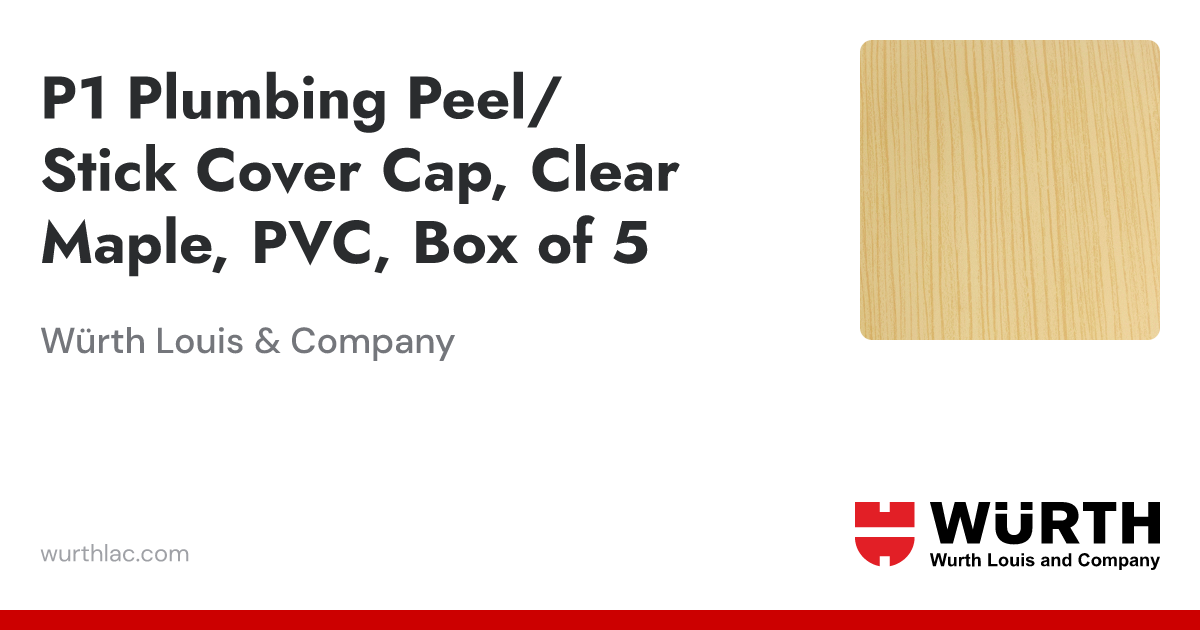 P1 Plumbing Peel/Stick Cover Cap, Clear Maple, PVC, Box of 5 | Würth ...