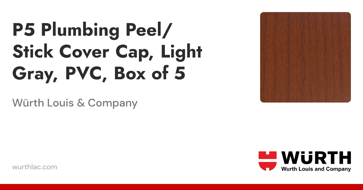 P5 Plumbing Peel/Stick Cover Cap, Light Gray, PVC, Box of 5 | Würth ...