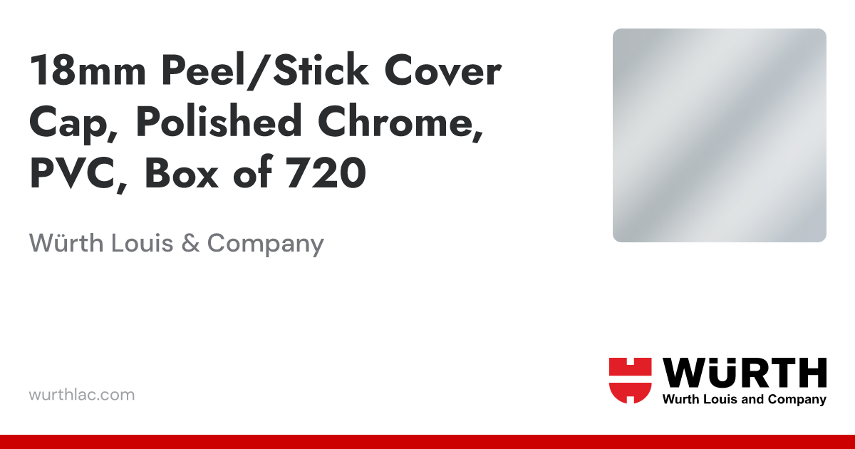 18mm Peel/Stick Cover Cap, Polished Chrome, PVC, Box of 720 | Würth ...