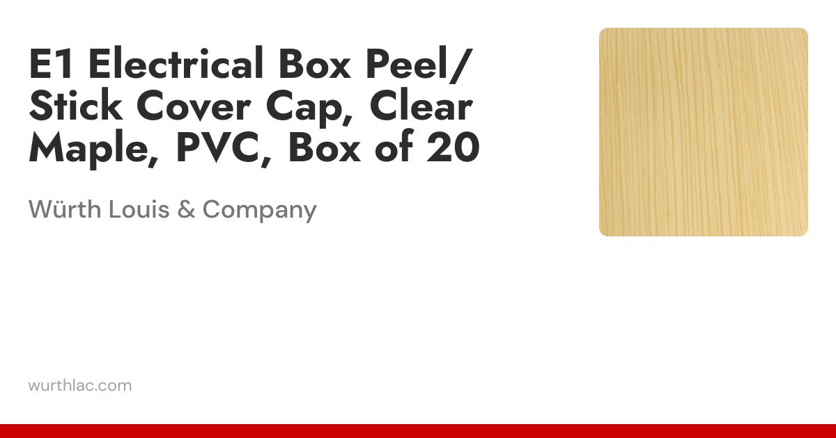E1 Electrical Box Peel/Stick Cover Cap, Clear Maple, PVC, Box of 20 ...