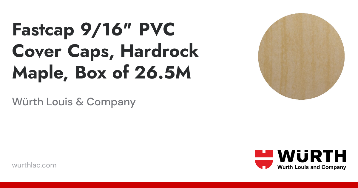 Fastcap 9/16" PVC Cover Caps, Hardrock Maple, Box of 26.5M | Würth ...