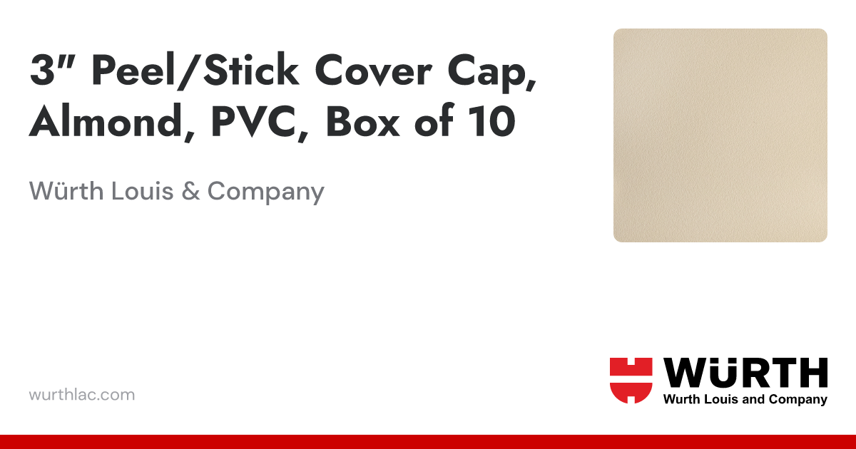 3" Peel/Stick Cover Cap, Almond, PVC, Box of 10 | Würth Louis & Company