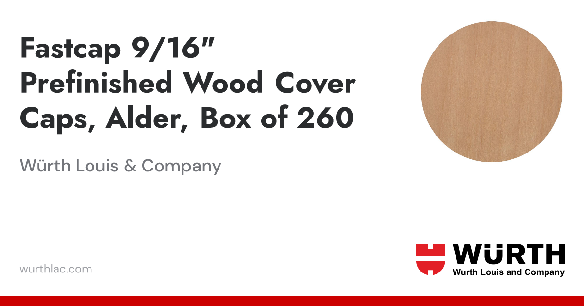 Fastcap 9/16" Prefinished Wood Cover Caps, Alder, Box of 260 | Würth ...
