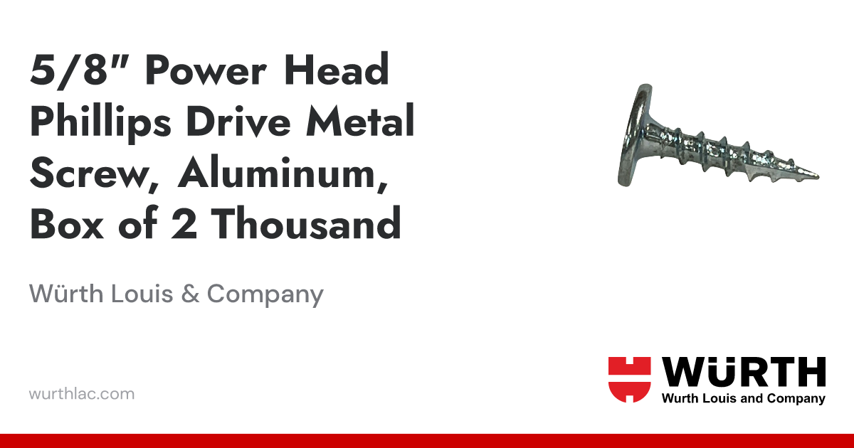5/8" Power Head Phillips Drive Metal Screw, Aluminum, Box of 2 Thousand ...