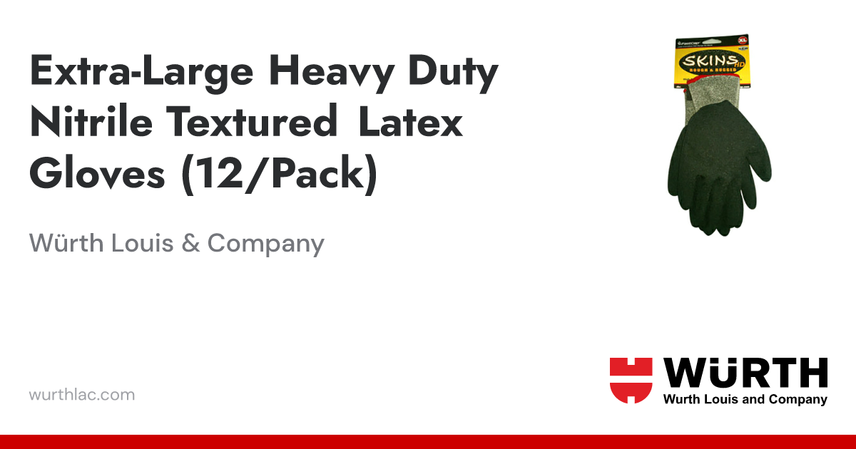 Extra-Large Heavy Duty Nitrile Textured Latex Gloves (12/Pack) | Würth ...