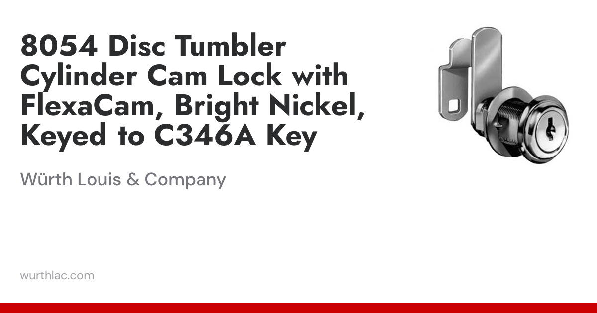 8054 Disc Tumbler Cylinder Cam Lock with FlexaCam, Bright Nickel, Keyed ...