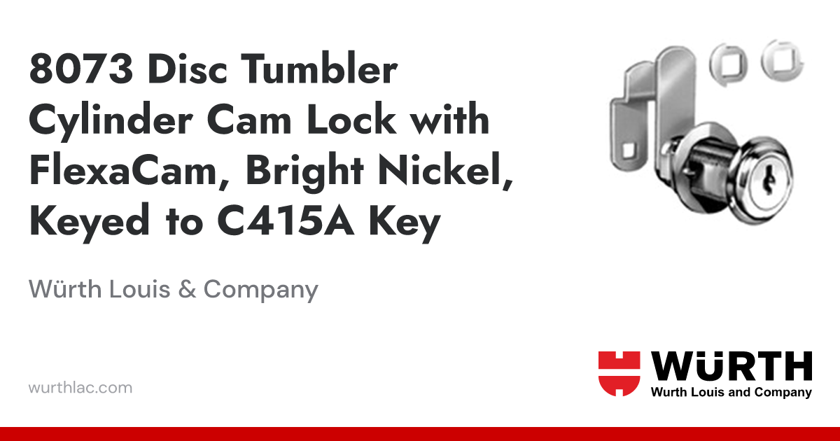 8073 Disc Tumbler Cylinder Cam Lock with FlexaCam, Bright Nickel, Keyed ...
