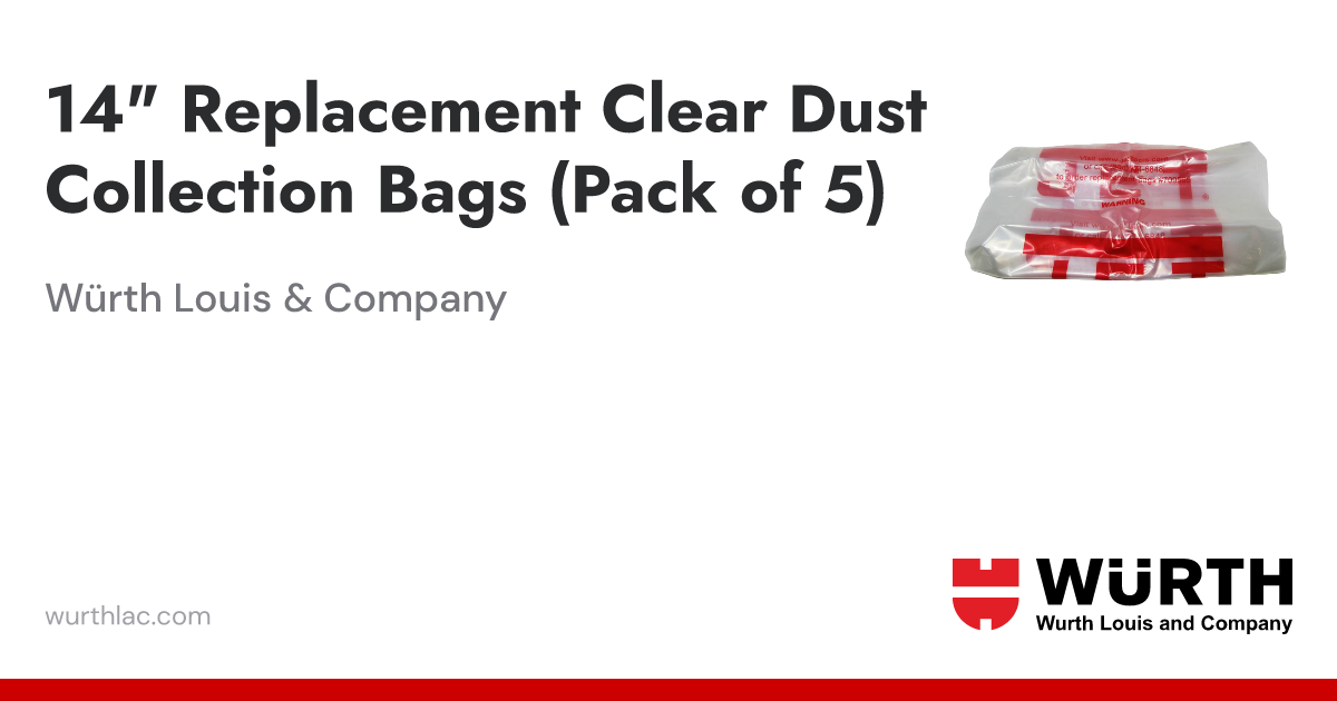14" Replacement Clear Dust Collection Bags (Pack of 5) | Würth Louis ...