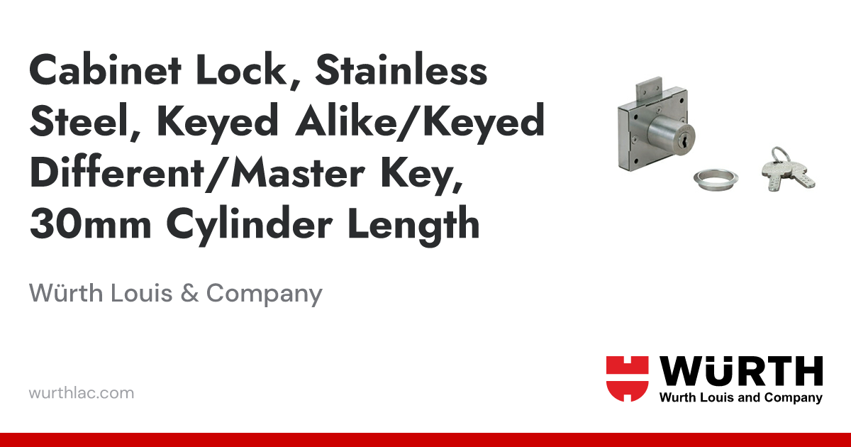 Cabinet Lock, Stainless Steel, Keyed Alike/Keyed Different/Master Key ...