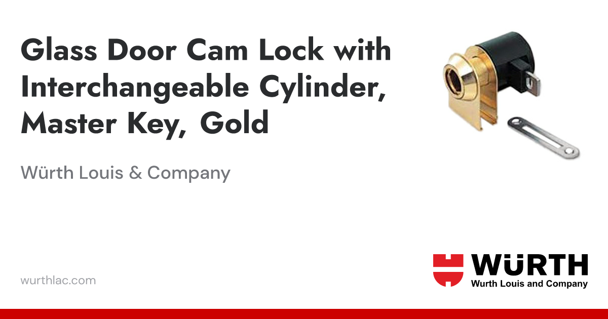 Glass Door Cam Lock with Interchangeable Cylinder, Master Key, Gold ...
