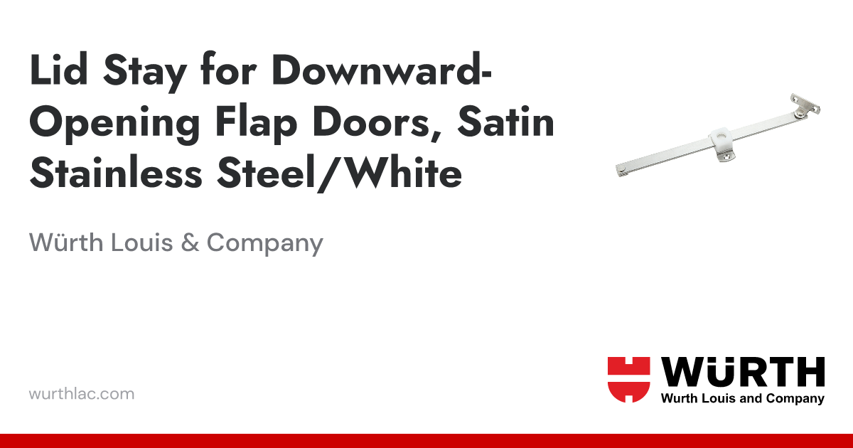 Lid Stay for Downward-Opening Flap Doors, Satin Stainless Steel/White ...