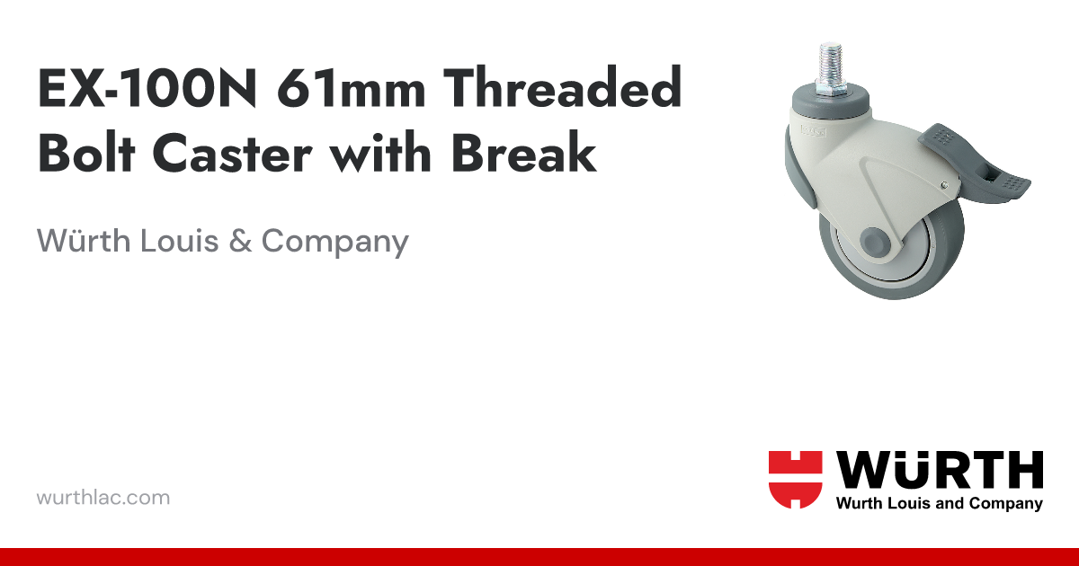 EX-100N 61mm Threaded Bolt Caster with Break | Würth Louis & Company