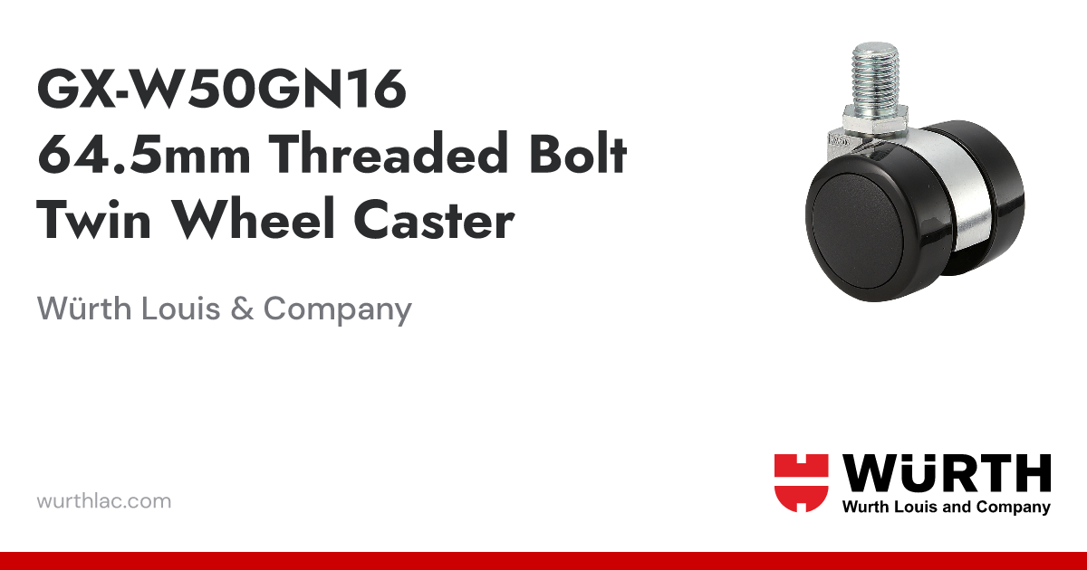 GX-W50GN16 64.5mm Threaded Bolt Twin Wheel Caster | Würth Louis & Company