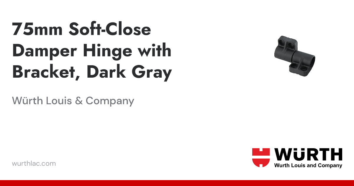 75mm Soft-Close Damper Hinge with Bracket, Dark Gray | Würth Louis ...