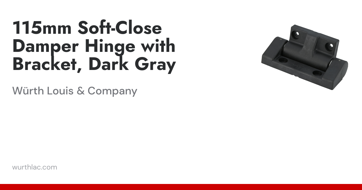115mm Soft-Close Damper Hinge with Bracket, Dark Gray | Würth Louis ...