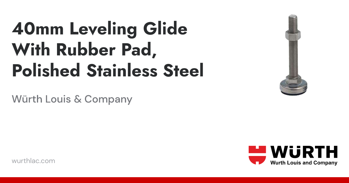 40mm Leveling Glide With Rubber Pad, Polished Stainless Steel | Würth ...