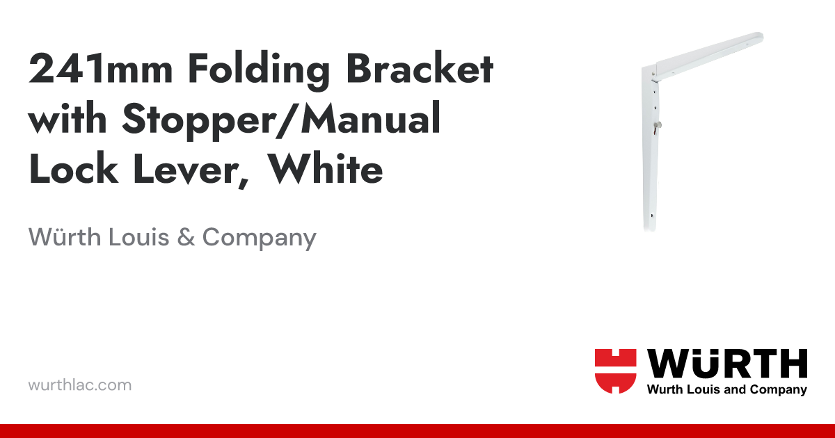 241mm Folding Bracket with Stopper/Manual Lock Lever, White | Würth ...