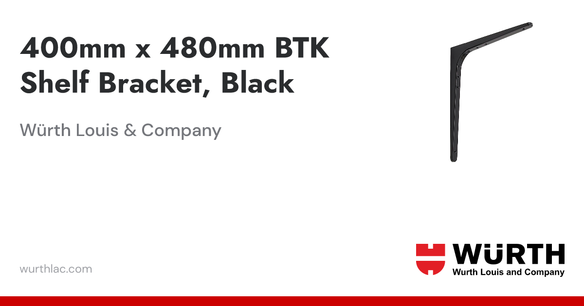 400mm x 480mm BTK Shelf Bracket, Black | Würth Louis & Company