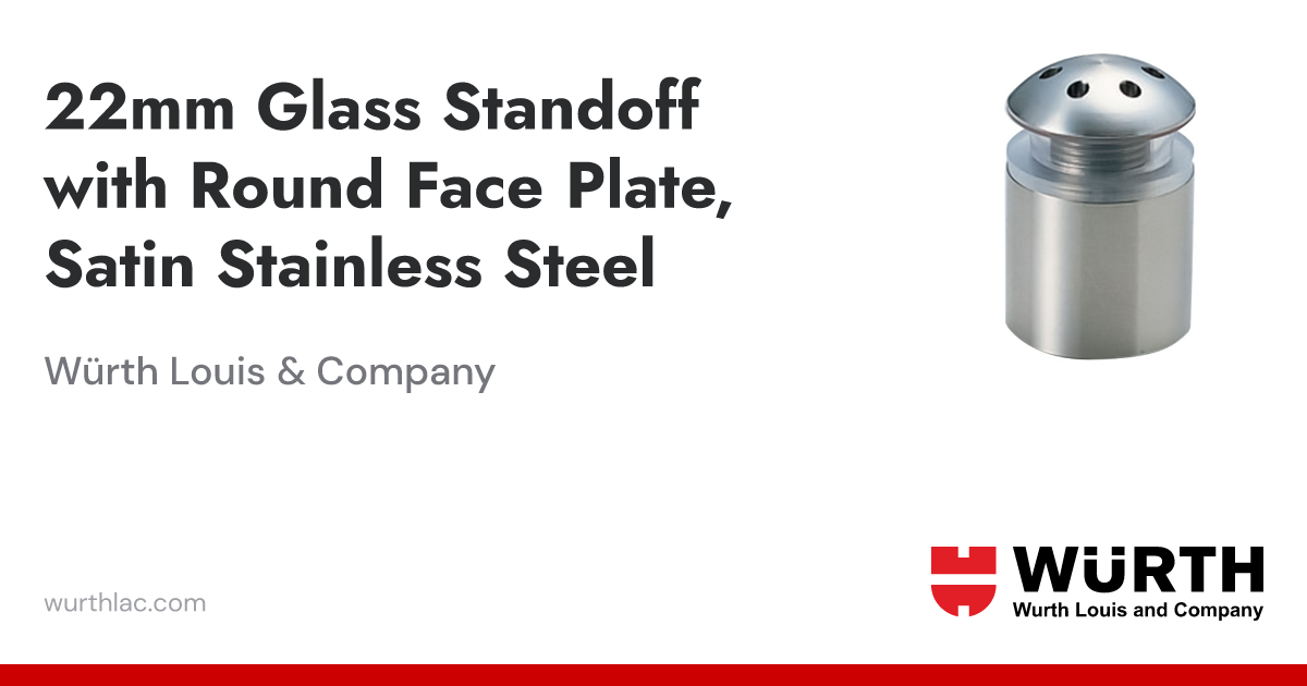 22mm Glass Standoff with Round Face Plate, Satin Stainless Steel ...
