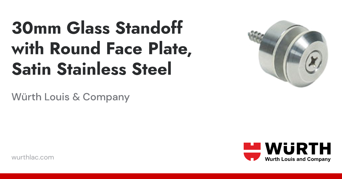 30mm Glass Standoff with Round Face Plate, Satin Stainless Steel ...