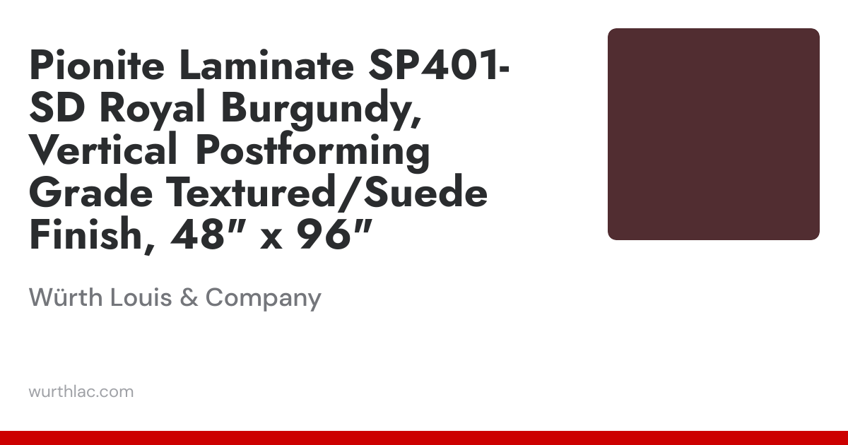 Pionite Laminate SP401-SD Royal Burgundy, Vertical Postforming Grade ...