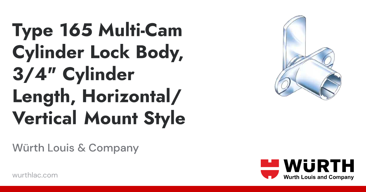 Type 165 Multi-Cam Cylinder Lock Body, 3/4" Cylinder Length, Horizontal ...