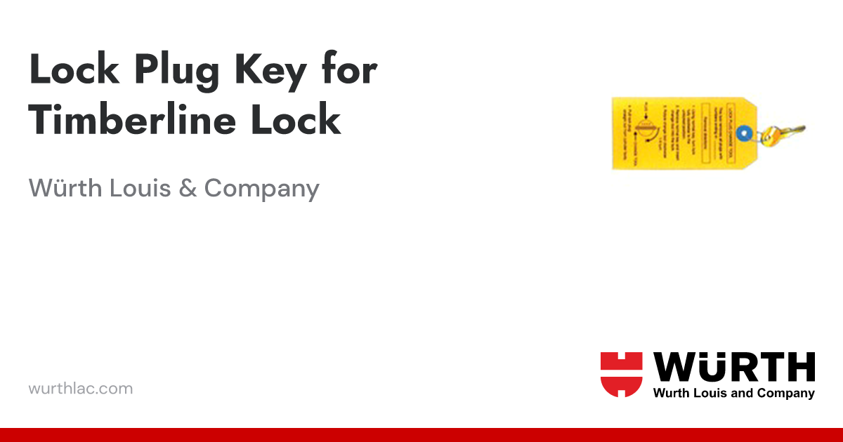 Lock Plug Key for Timberline Lock | Würth Louis & Company