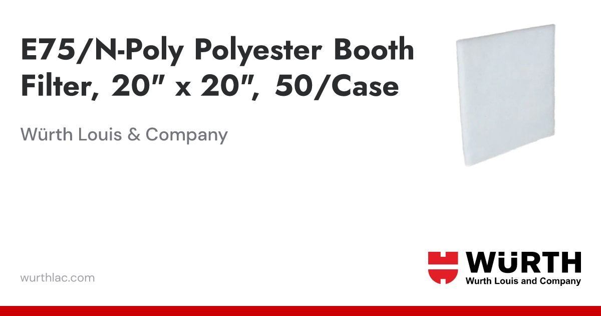 E75/N-Poly Polyester Booth Filter, 20" x 20", 50/Case | Würth Louis ...