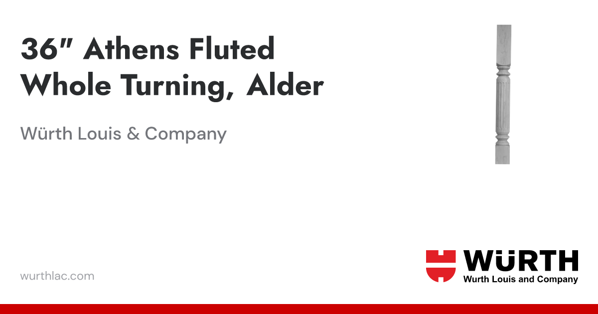 36" Athens Fluted Whole Turning, Alder | Würth Louis & Company
