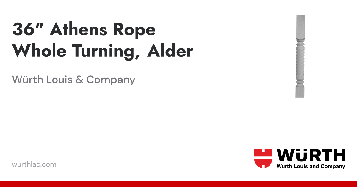 36" Athens Rope Whole Turning, Alder | Würth Louis & Company