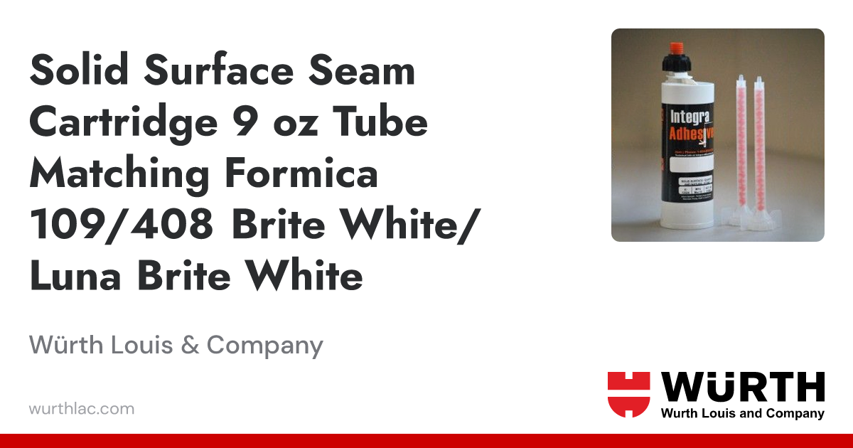 Solid Surface Seam Cartridge 9 oz Tube Matching Formica 109/408 Brite White/Luna Brite White ...