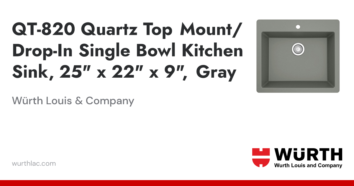 QT-820 Quartz Top Mount/Drop-In Single Bowl Kitchen Sink, 25" x 22" x 9 ...