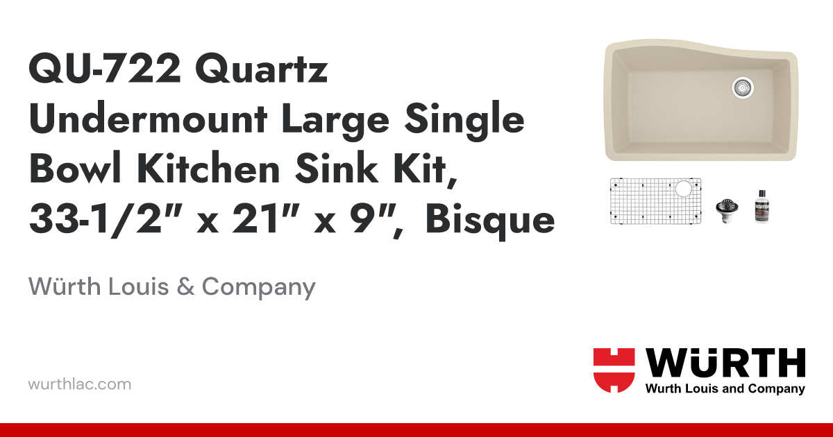 QU-722 Quartz Undermount Large Single Bowl Kitchen Sink Kit, 33-1/2" x ...
