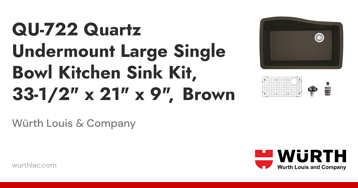 QU-722 Quartz Undermount Large Single Bowl Kitchen Sink Kit, 33-1/2" x ...
